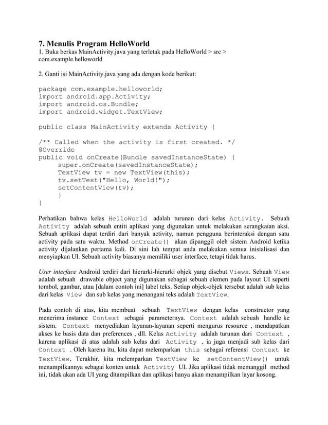Introduction on Android programming Tutorial | DOCX