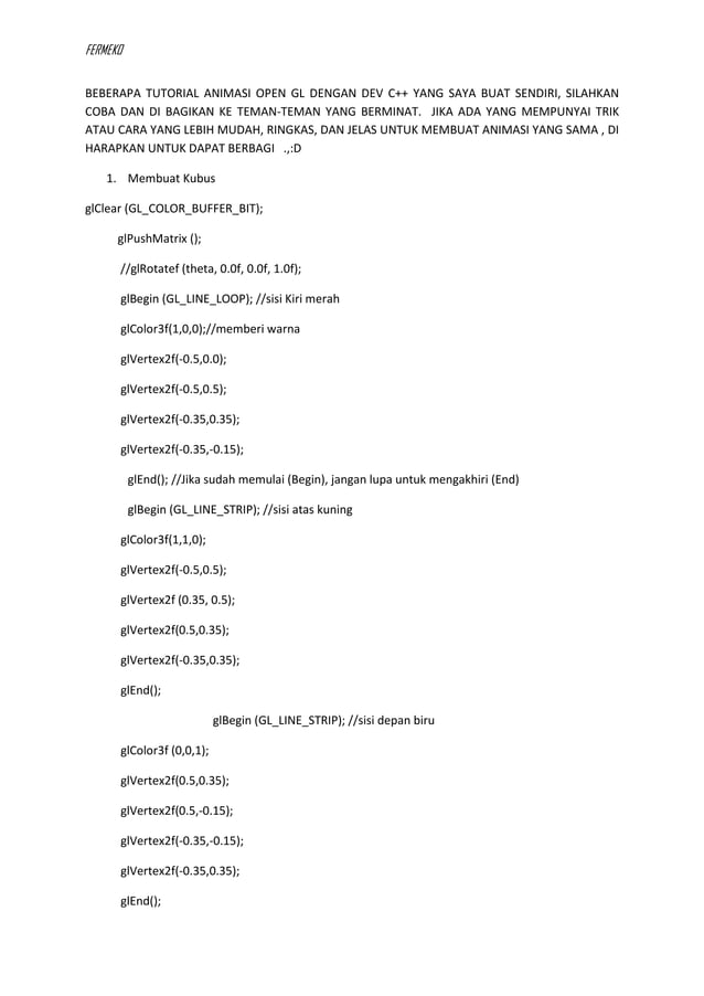 Tutorial animasi open gl dengan dev c++ | PDF