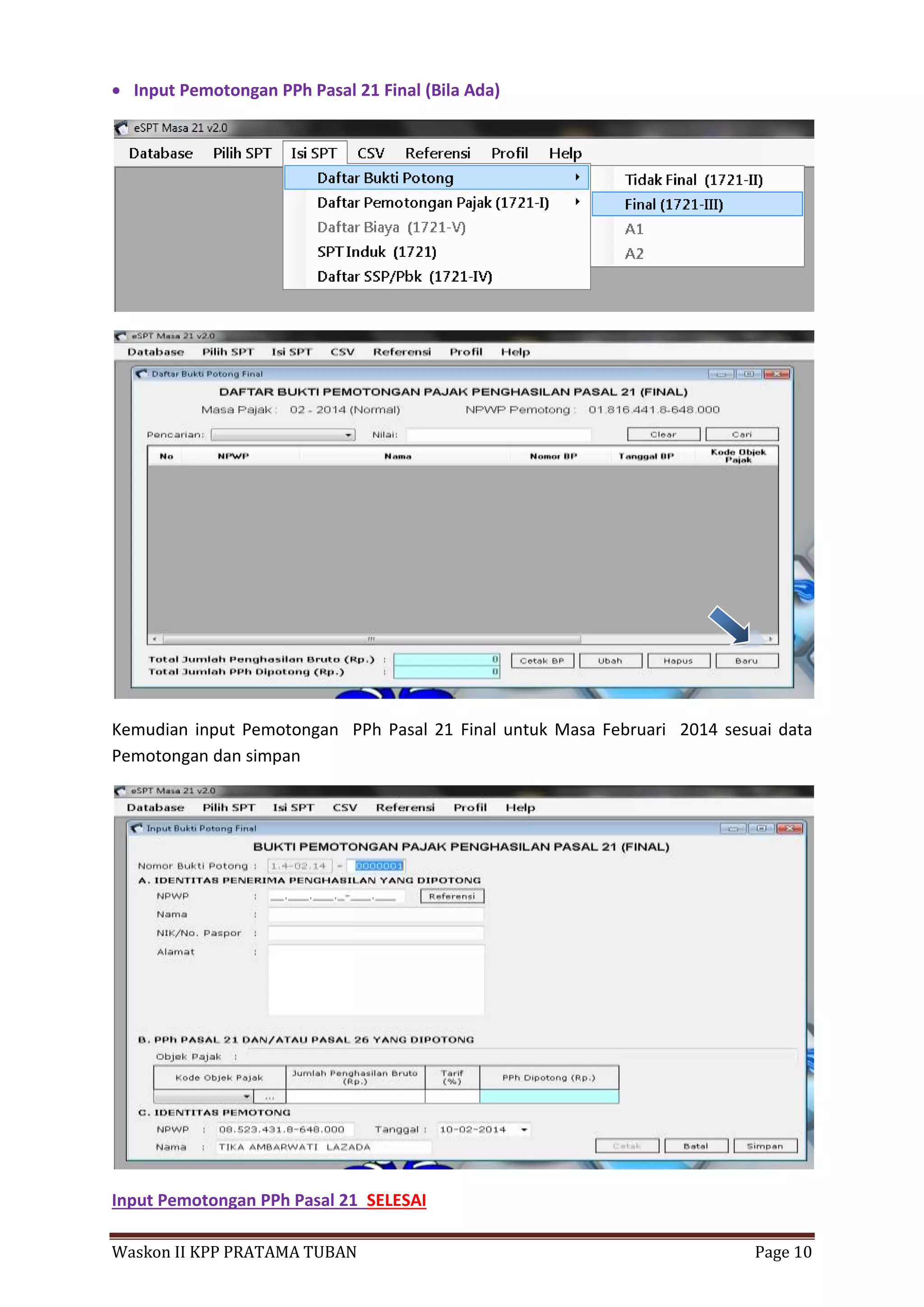 TUTORIAL APLIKASI ESPT PPH 21 | DOCX