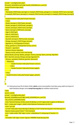 Tutorial aplikasi toko online berbasis web dengan PHP | PDF