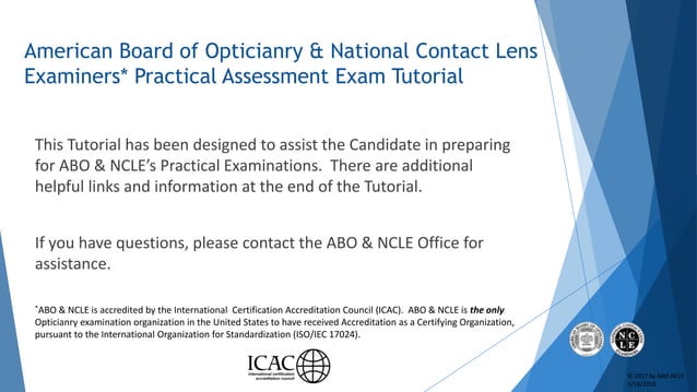 ABO & NCLE Practical Exam Slideshow Tutorial | PPTX | Eye and Vision ...