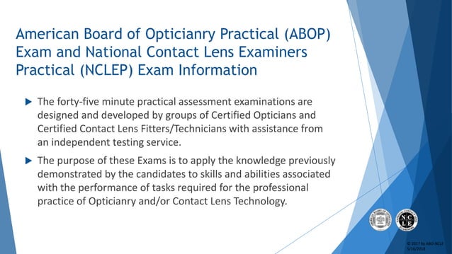 ABO & NCLE Practical Exam Slideshow Tutorial | PPTX | Eye and Vision ...