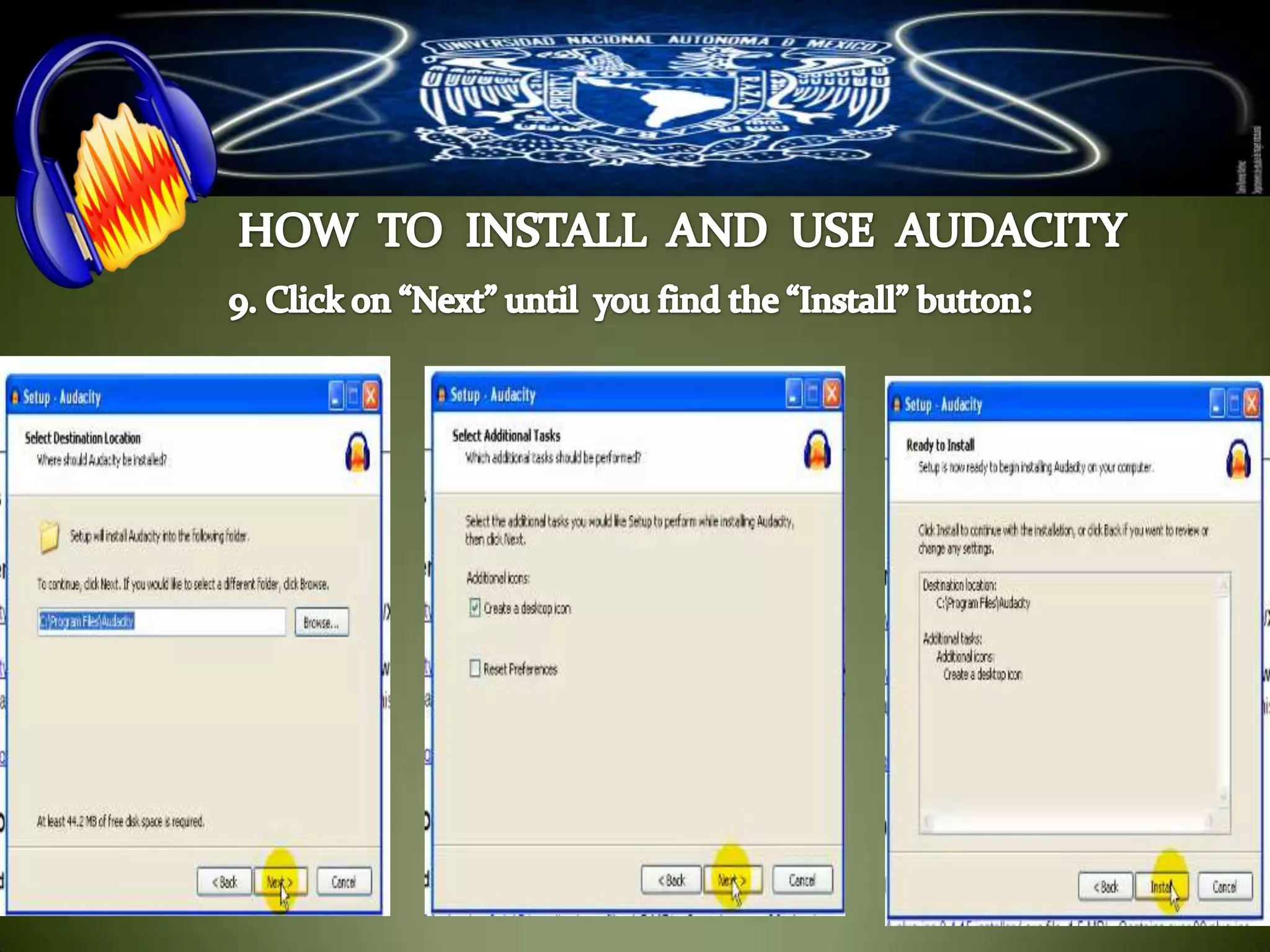 How to install and use Audacity | PPTX