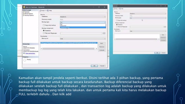 Tutorial backup sql server | PPTX