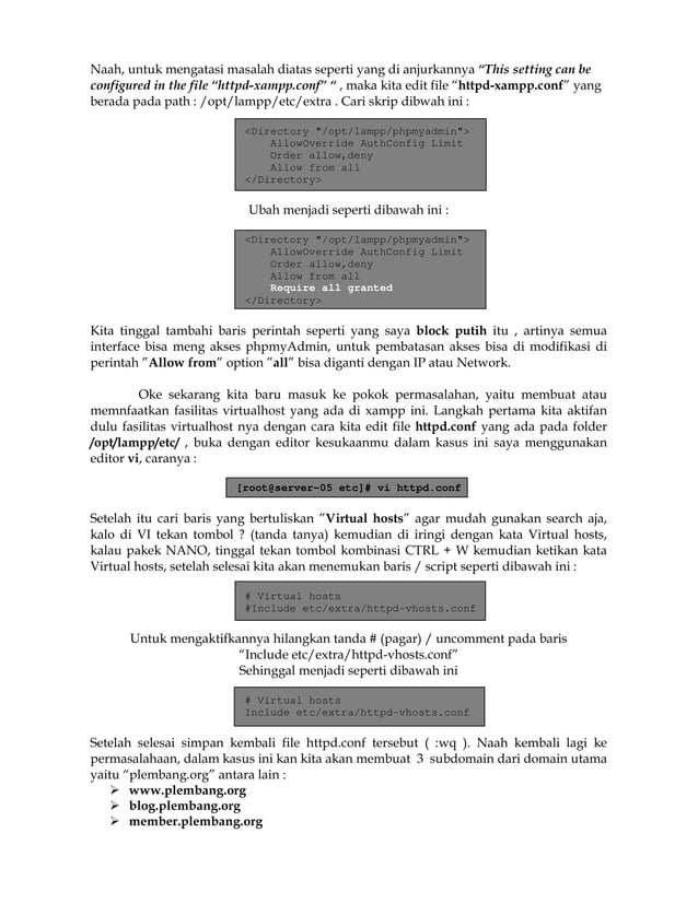 Tutorial belajar membuat virtualhost di xampp linux | PDF