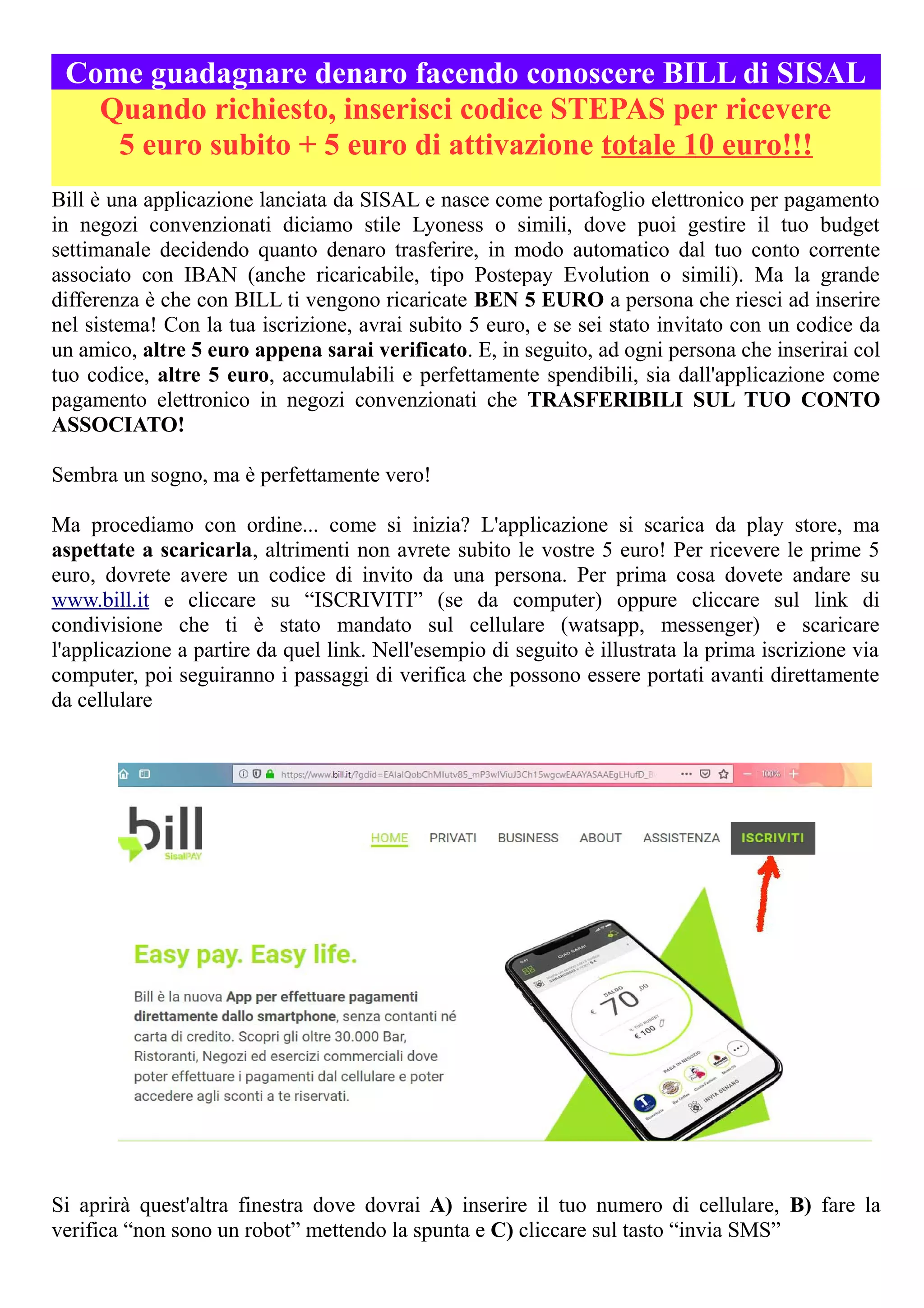 Tutorial Bill di Sisalpay | PDF