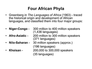 African Language Families and their Structural Properties | PPT