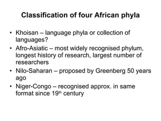 African Language Families and their Structural Properties | PPT