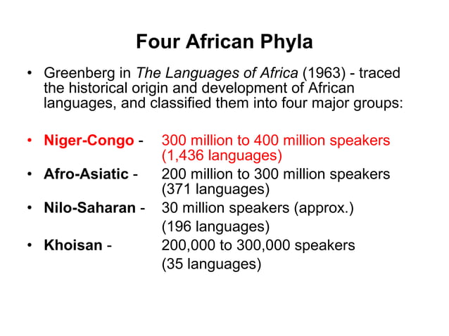 African Language Families and their Structural Properties | PPT