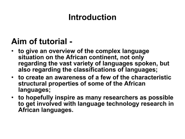 African Language Families and their Structural Properties | PPT