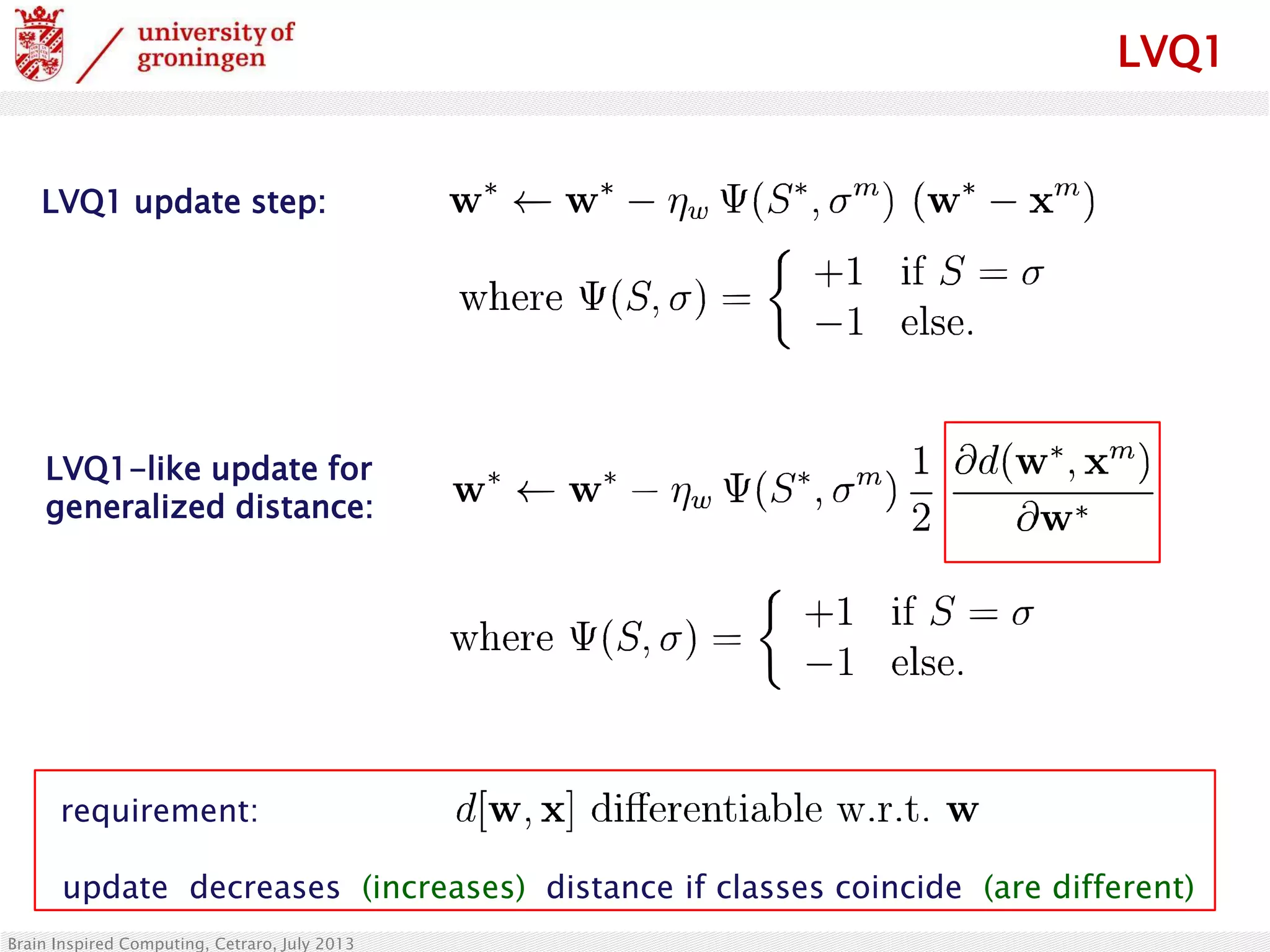 2013 Prototype Based Learning And Adaptive Distances For Classification Ppsx