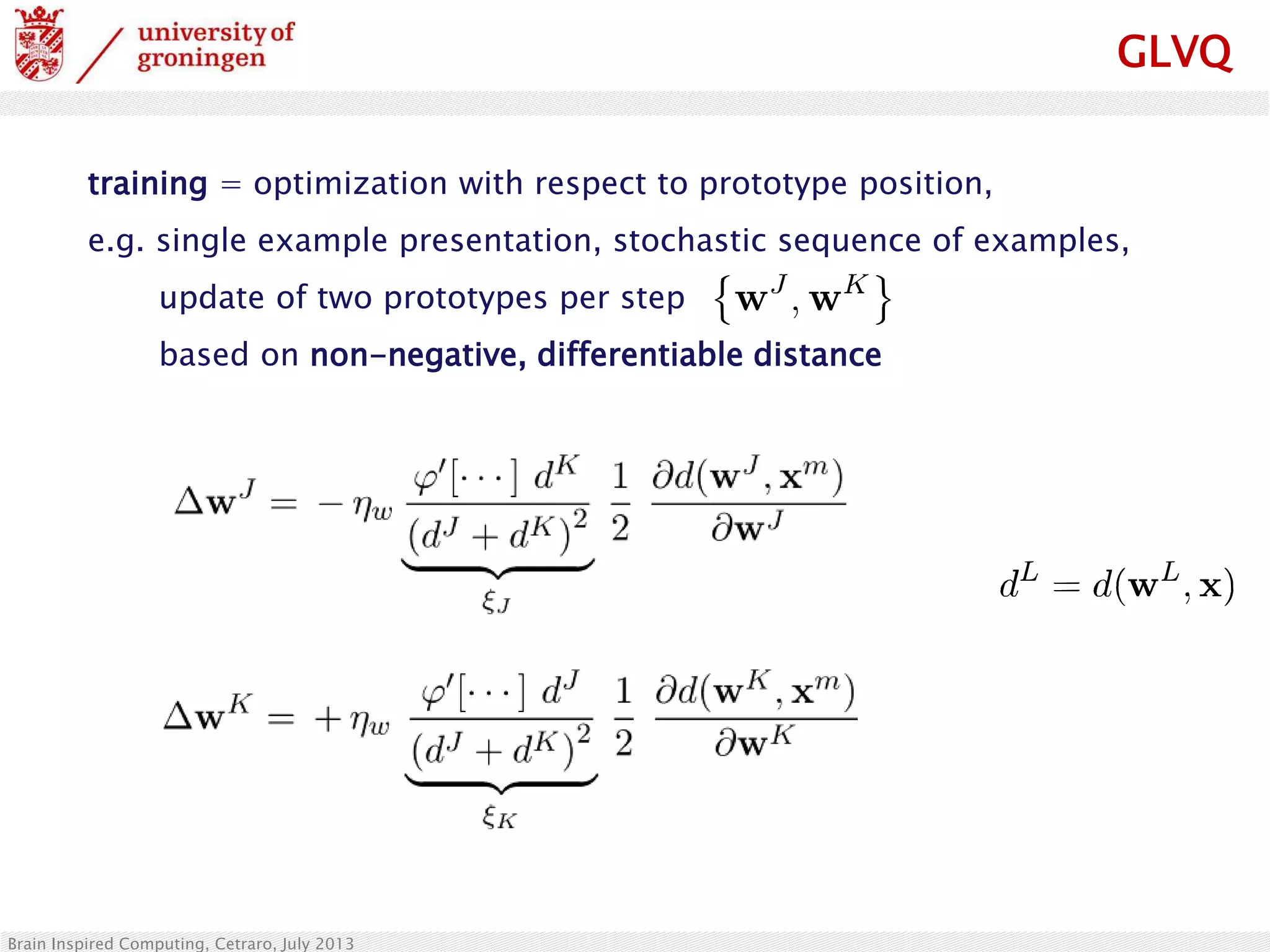 2013 Prototype Based Learning And Adaptive Distances For Classification Ppsx