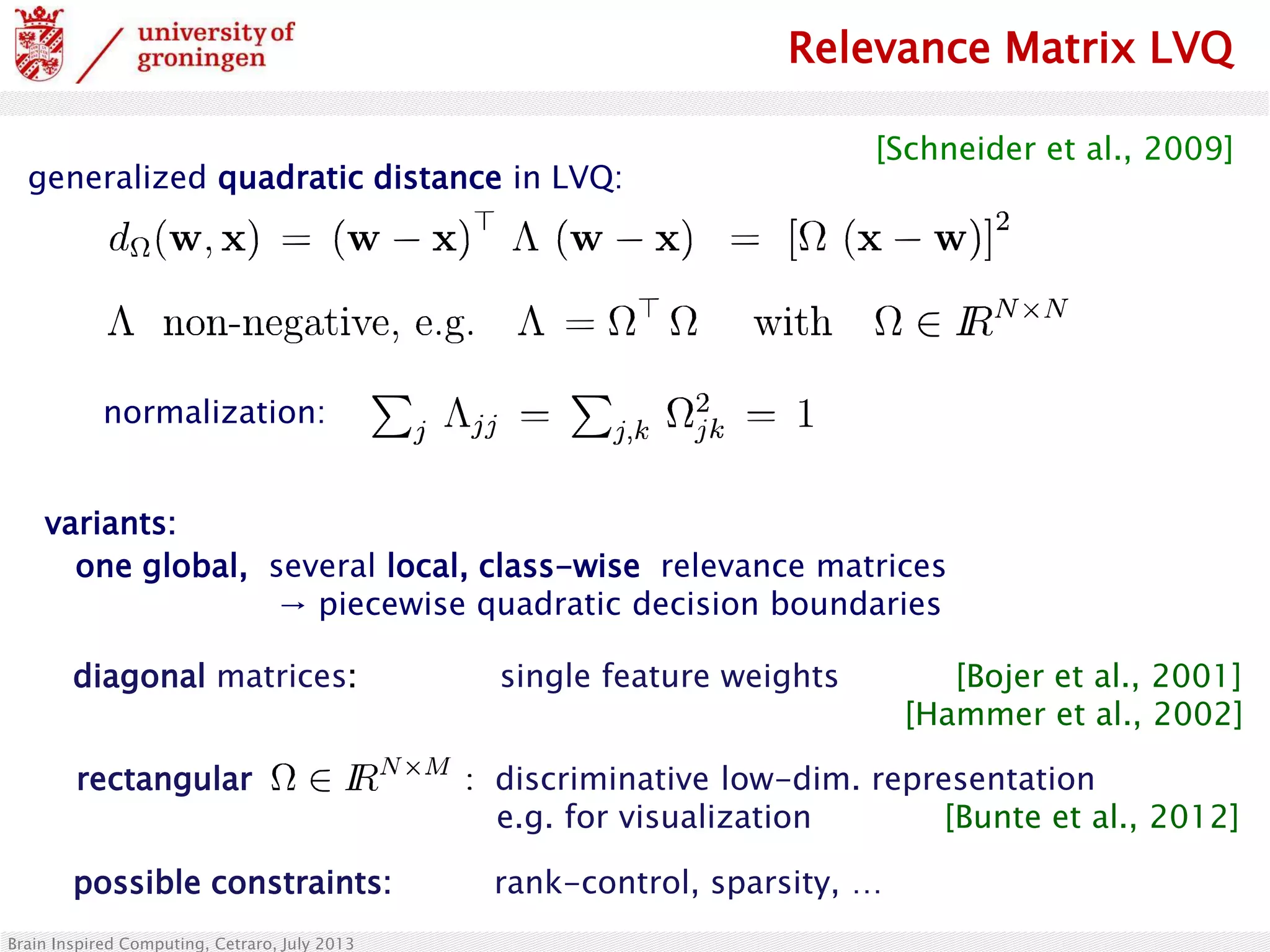 2013 Prototype Based Learning And Adaptive Distances For Classification Ppsx