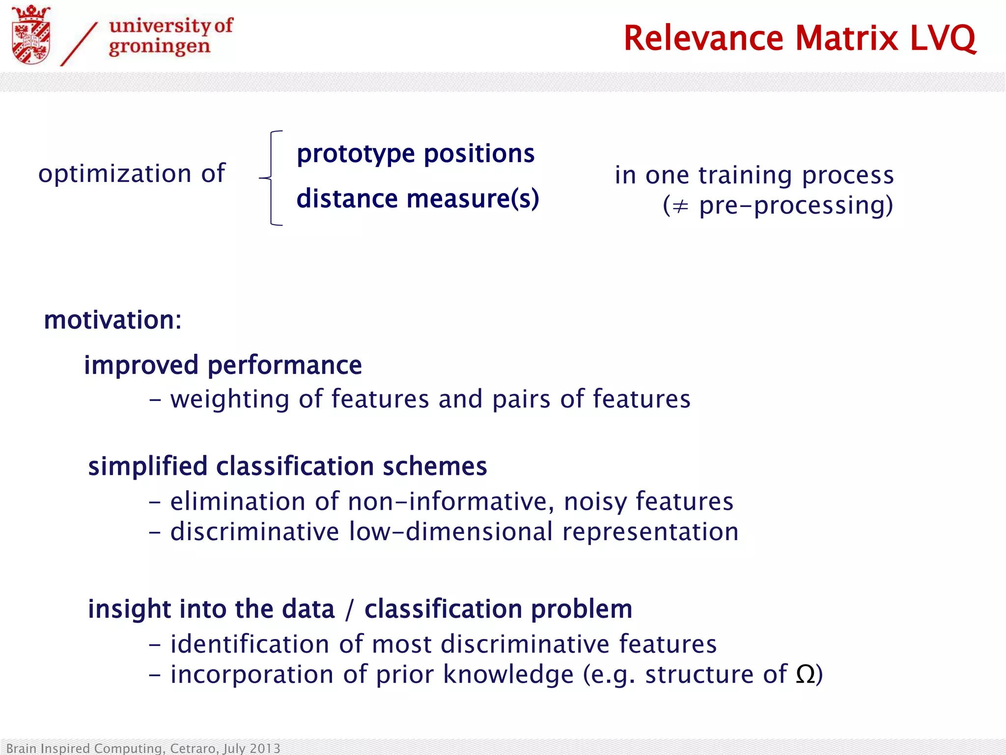 2013: Prototype-based learning and adaptive distances for classification | PPSX