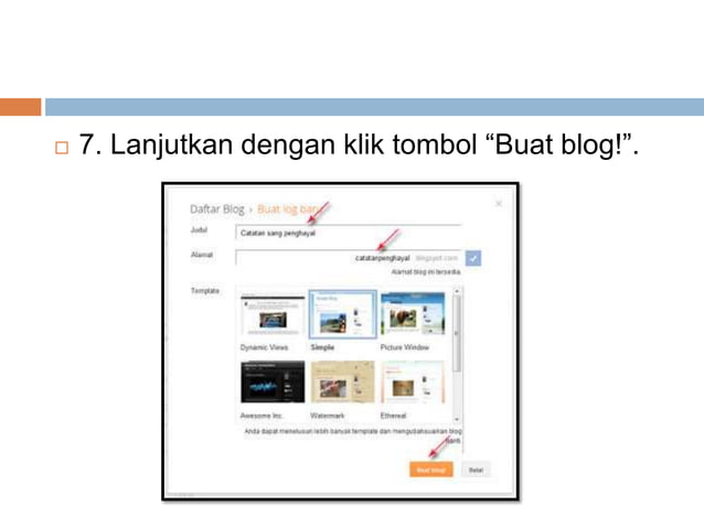 Tutorial cara membuat blog dengan mudah | PPTX