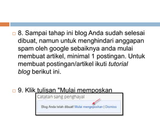 Tutorial cara membuat blog dengan mudah | PPTX