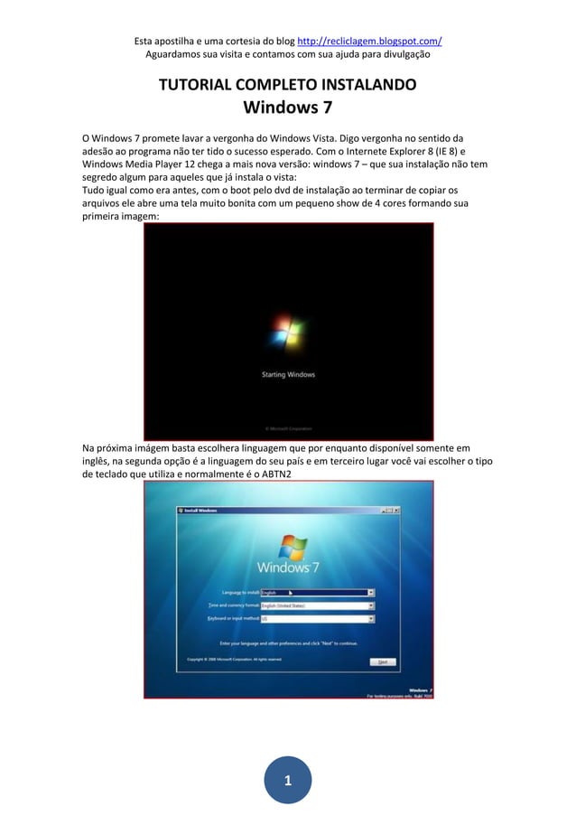 Tutorial completo instalando windows 7 | PDF