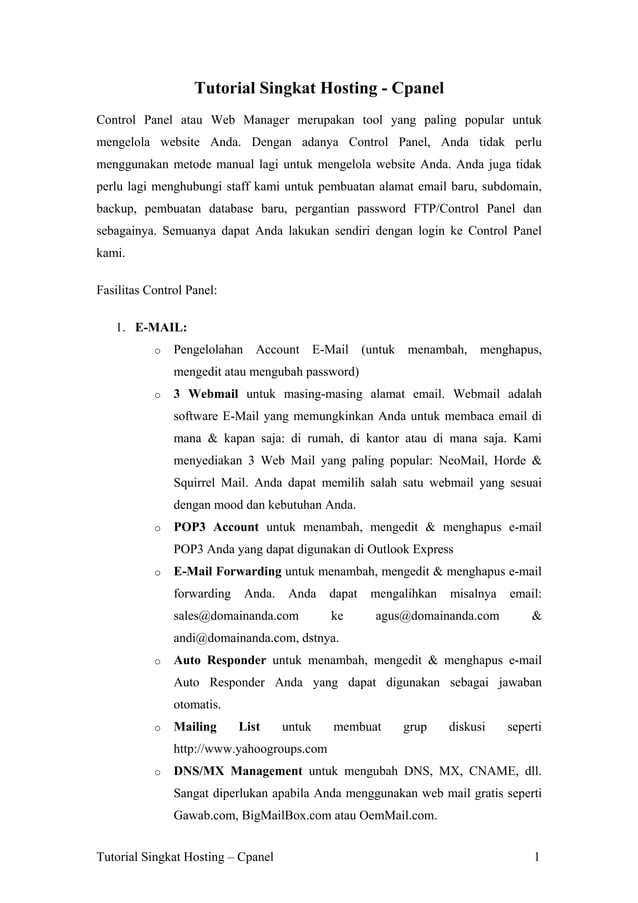 Tutorial c panel | PDF