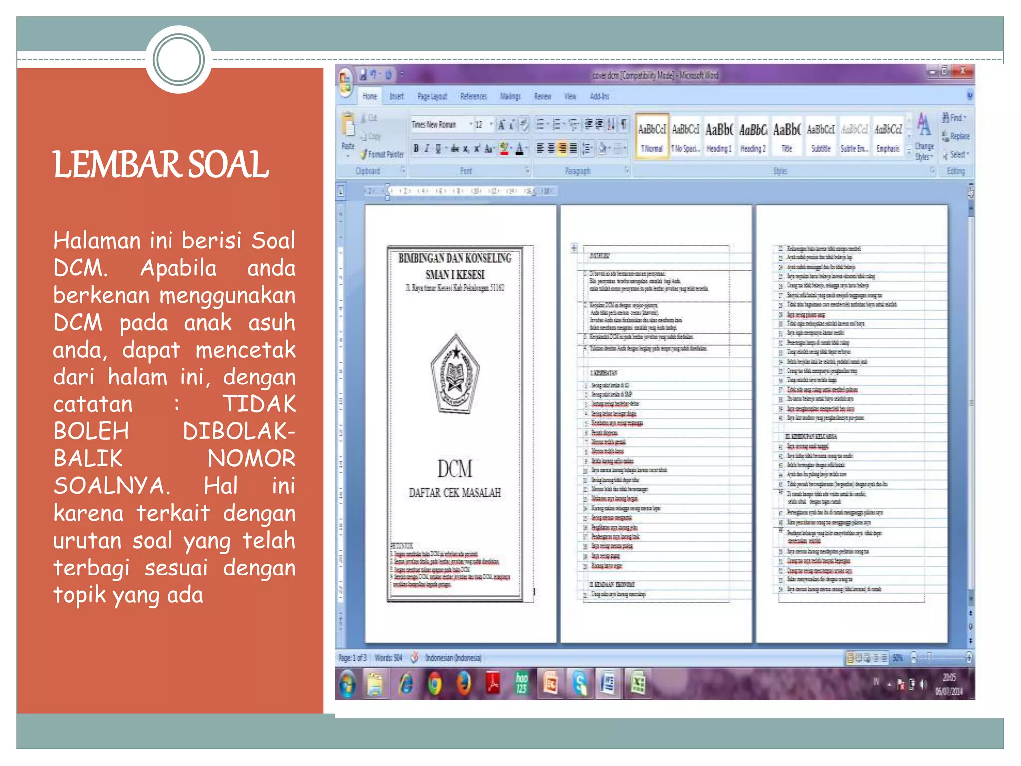 Tutorial daftar cek masalah (dcm) | PPTX