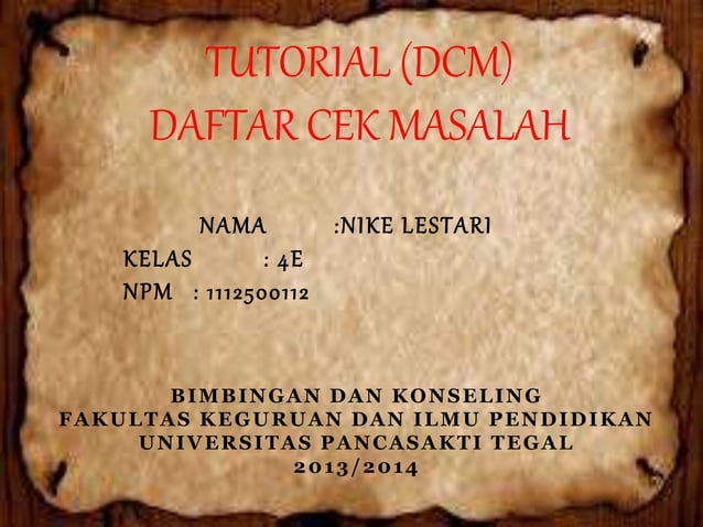 Tutorial daftar cek masalah (dcm) | PPTX