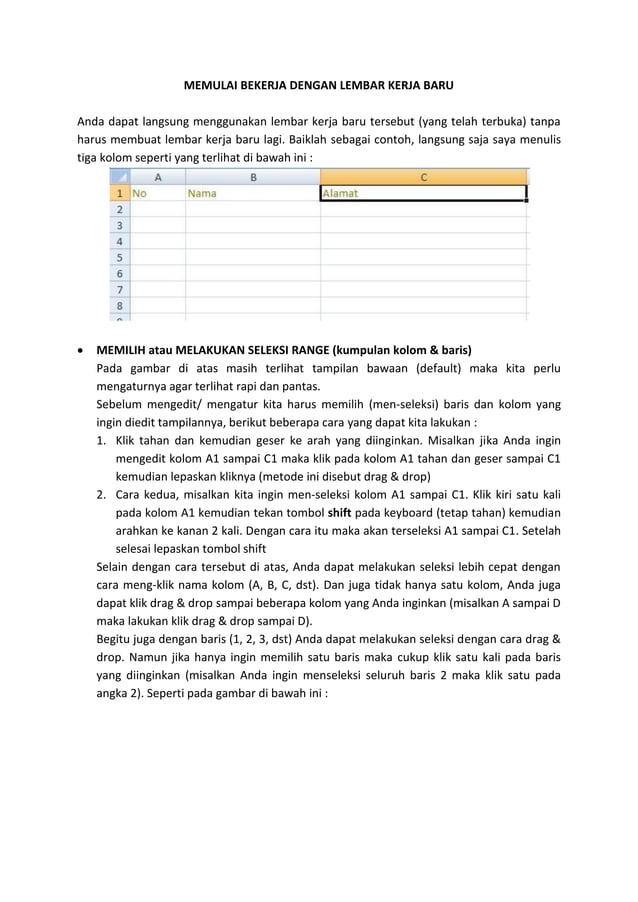 Tutorial dasar excel 2007 | PDF