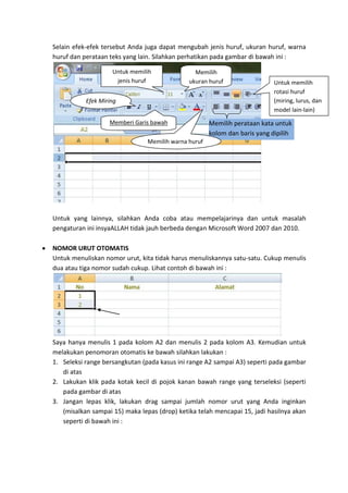 Tutorial dasar excel 2007 | PDF