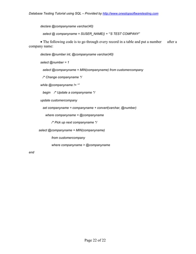 Tutorial Databasetestingusingsql Pdf 9304