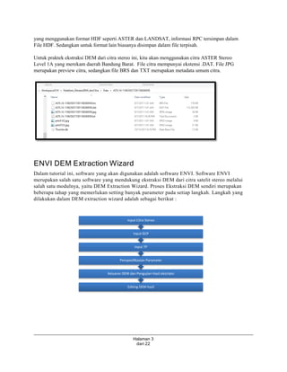 Tutorial ASTER Imagery DEM Extraction Using ENVI Software | PDF
