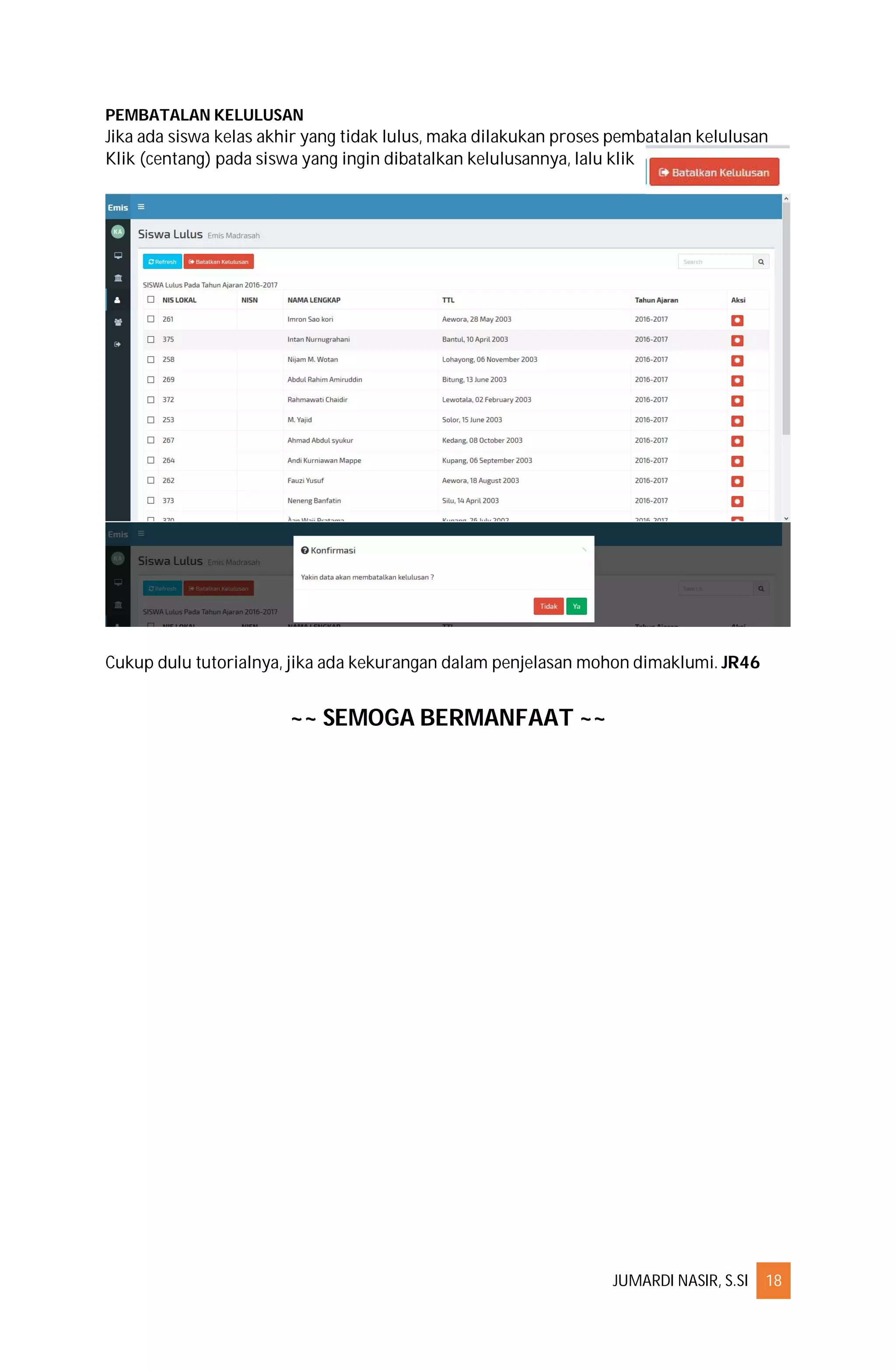Tutorial emis siswa 2018 | PDF