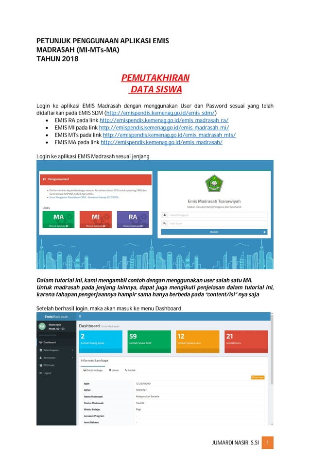 Tutorial emis siswa 2018 | PDF
