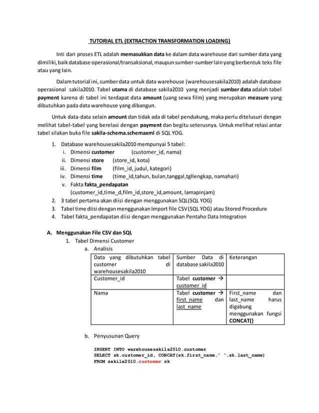 Tutorial etl | PDF