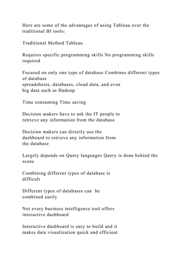 Tutorial for Beginners WHAT IS TABLEAU.docx | Databases | Computer Software and Applications