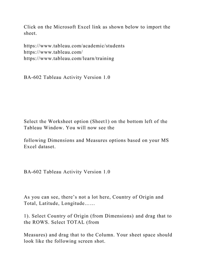 Tutorial for Beginners WHAT IS TABLEAU.docx | Databases | Computer Software and Applications