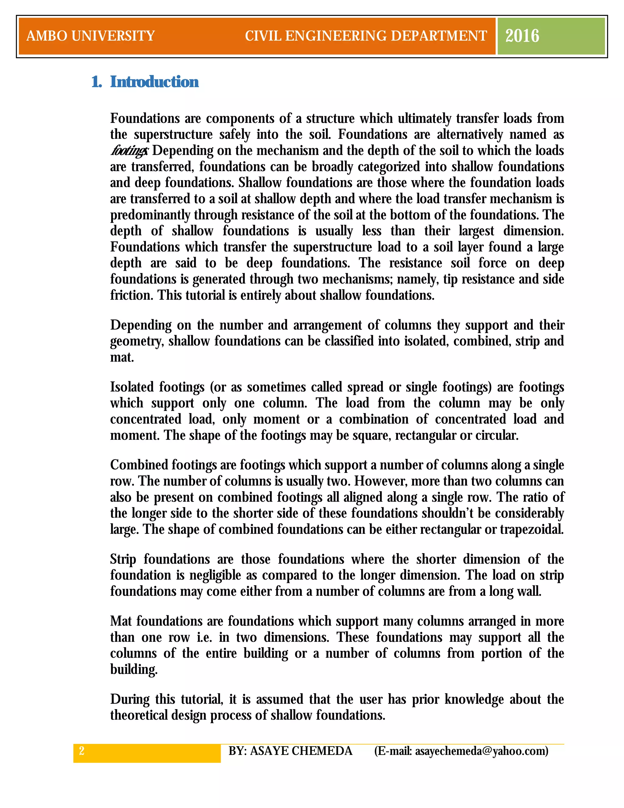 Tutorial for design of foundations using safe | PDF