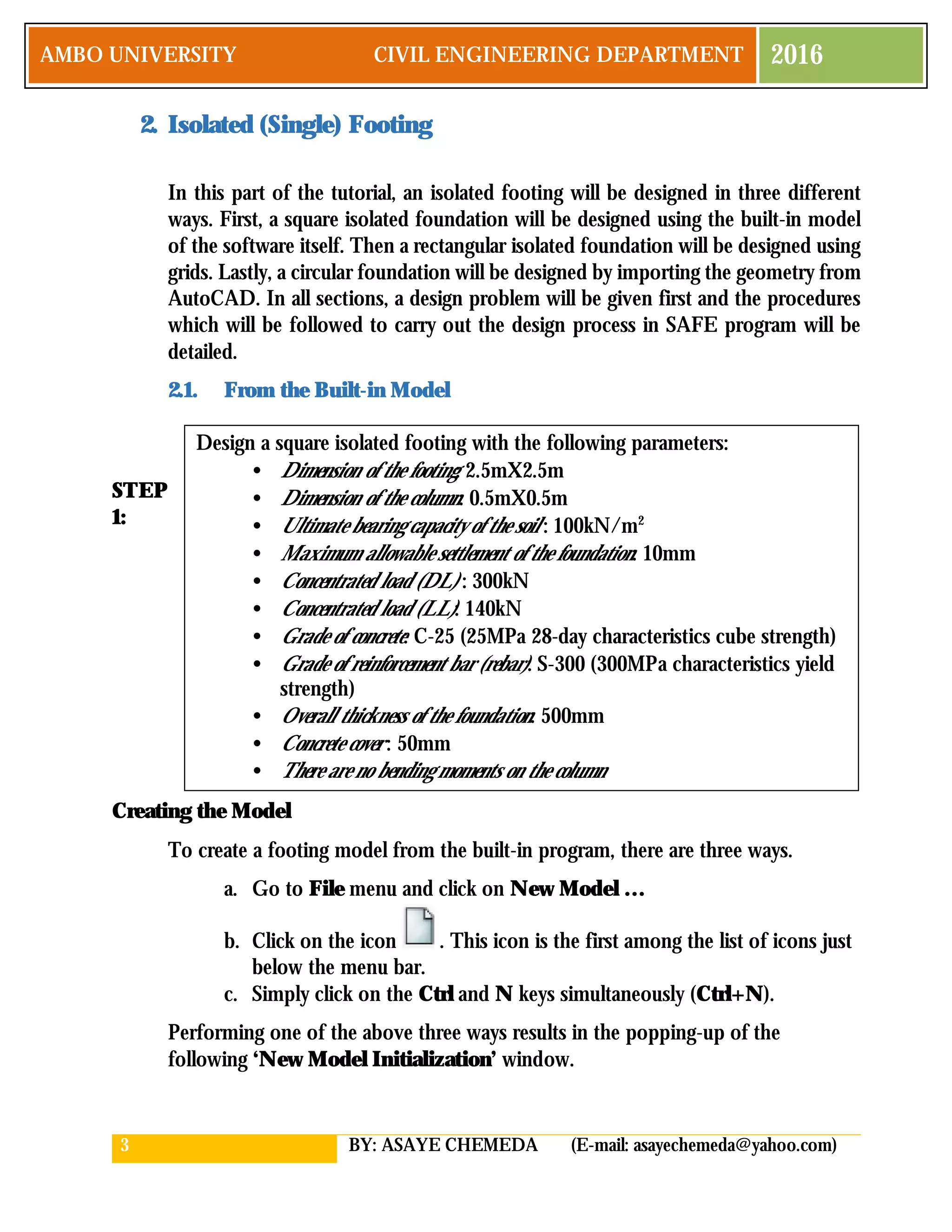 Tutorial for design of foundations using safe | PDF