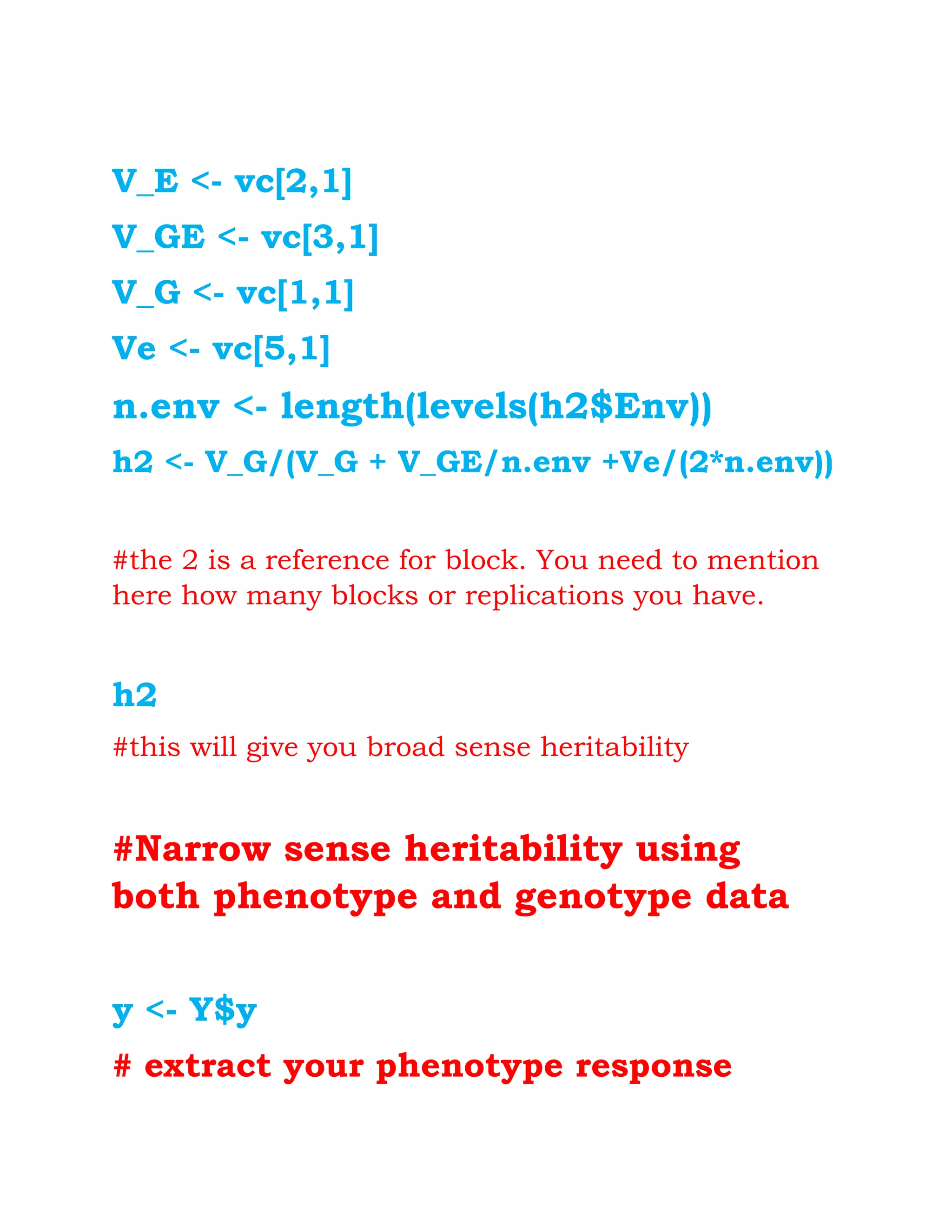 Tutorial for Estimating Broad and Narrow Sense Heritability using R | PDF