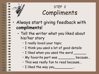 Giving peer feedback | PPT