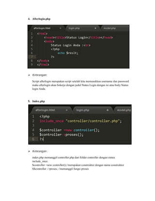 Tugas Aplinet( Tutorial form login menggunakan mvc (ryan,ade,lola)) | PDF