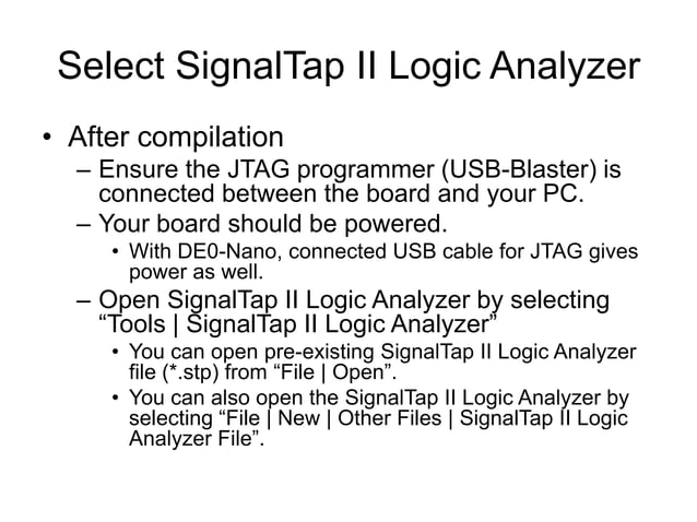 Tutorial for Quartus II’s SignalTap II Logic Analyzer | PPT