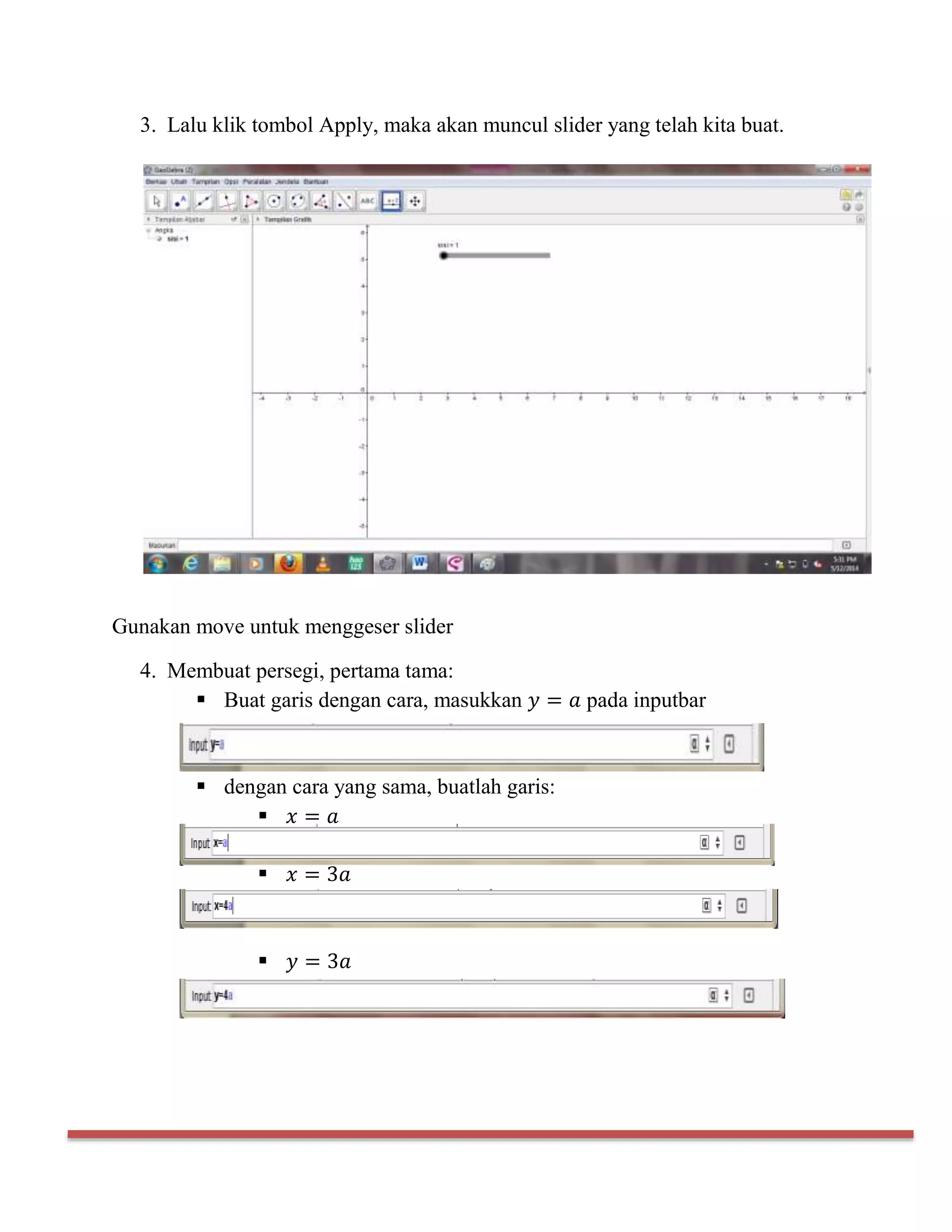 Tutorial geogebra yulia angraini | DOCX