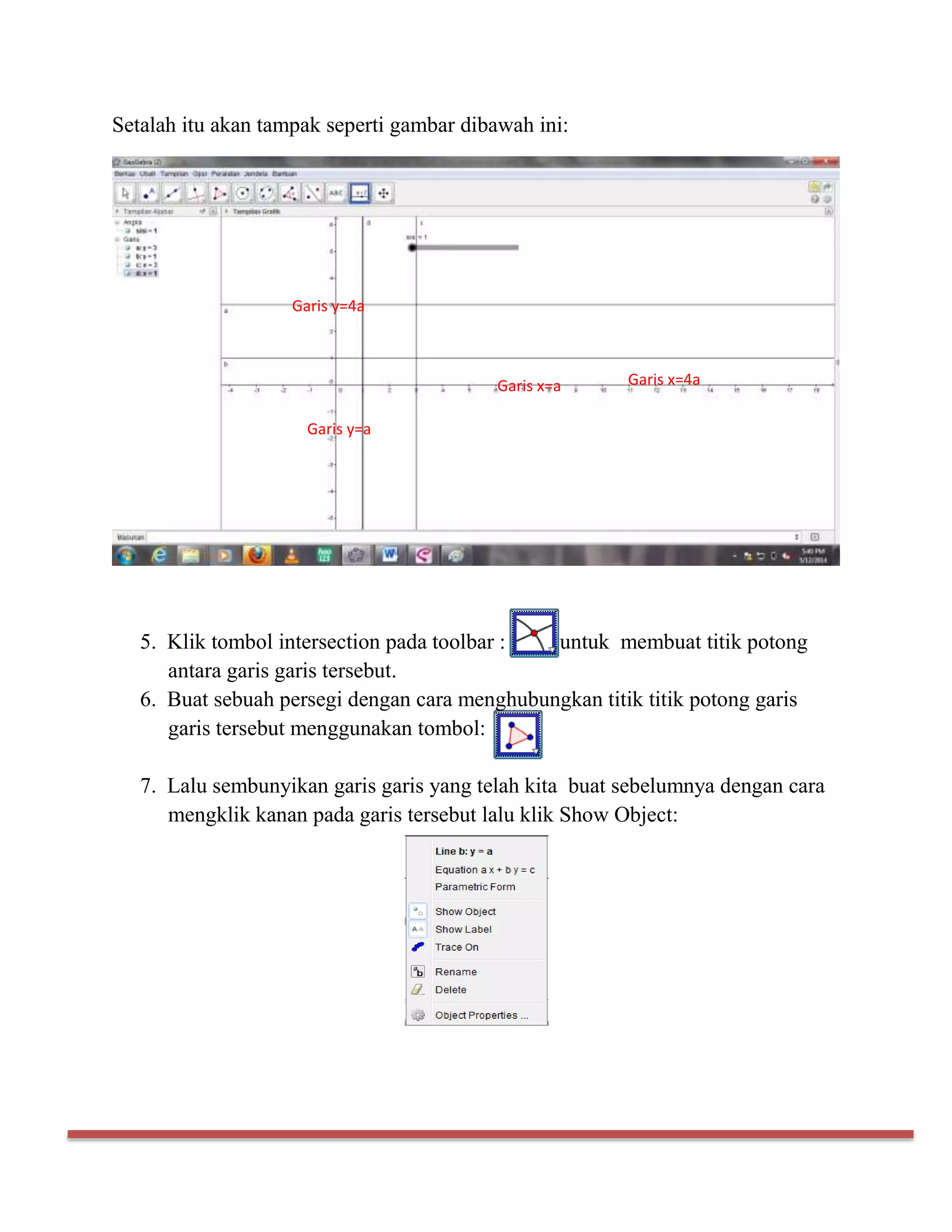 Tutorial geogebra yulia angraini | DOCX