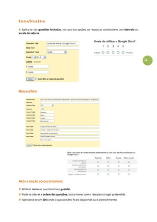 Tutorial google docs:Criação de Questionários | PDF
