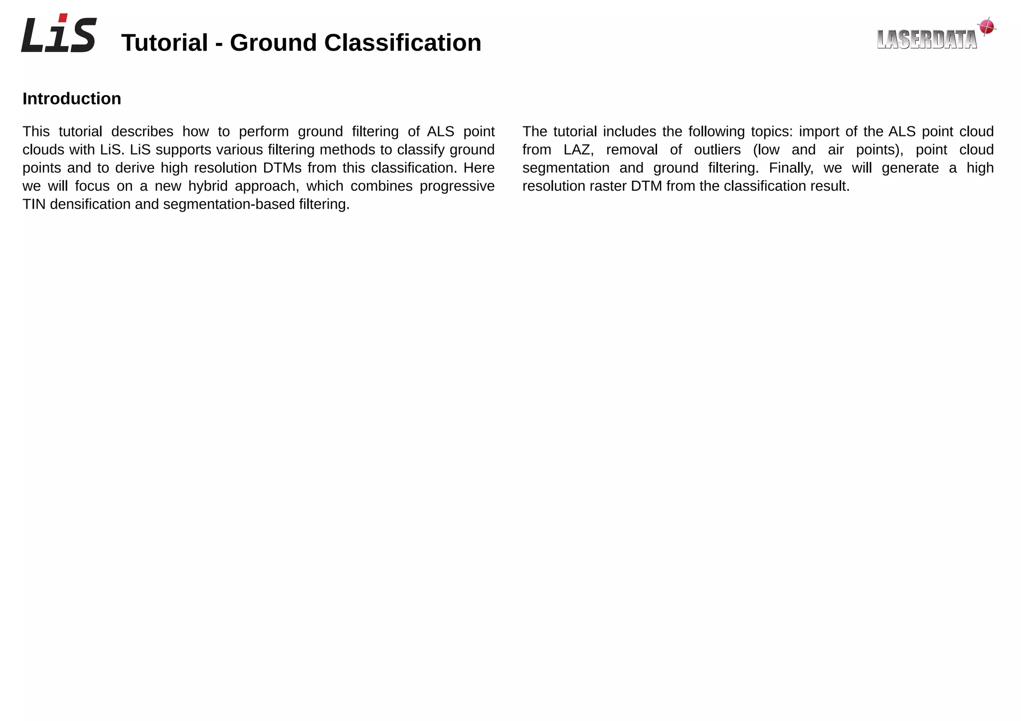 Tutorial ground classification with Laserdata LiS | PPT