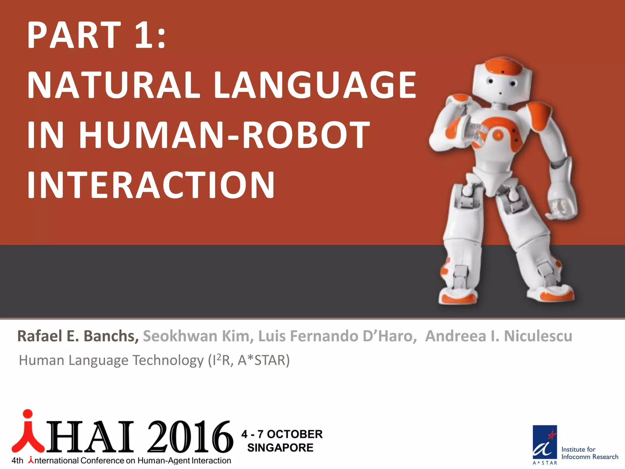 Natural Language in Human-Robot Interaction | PDF