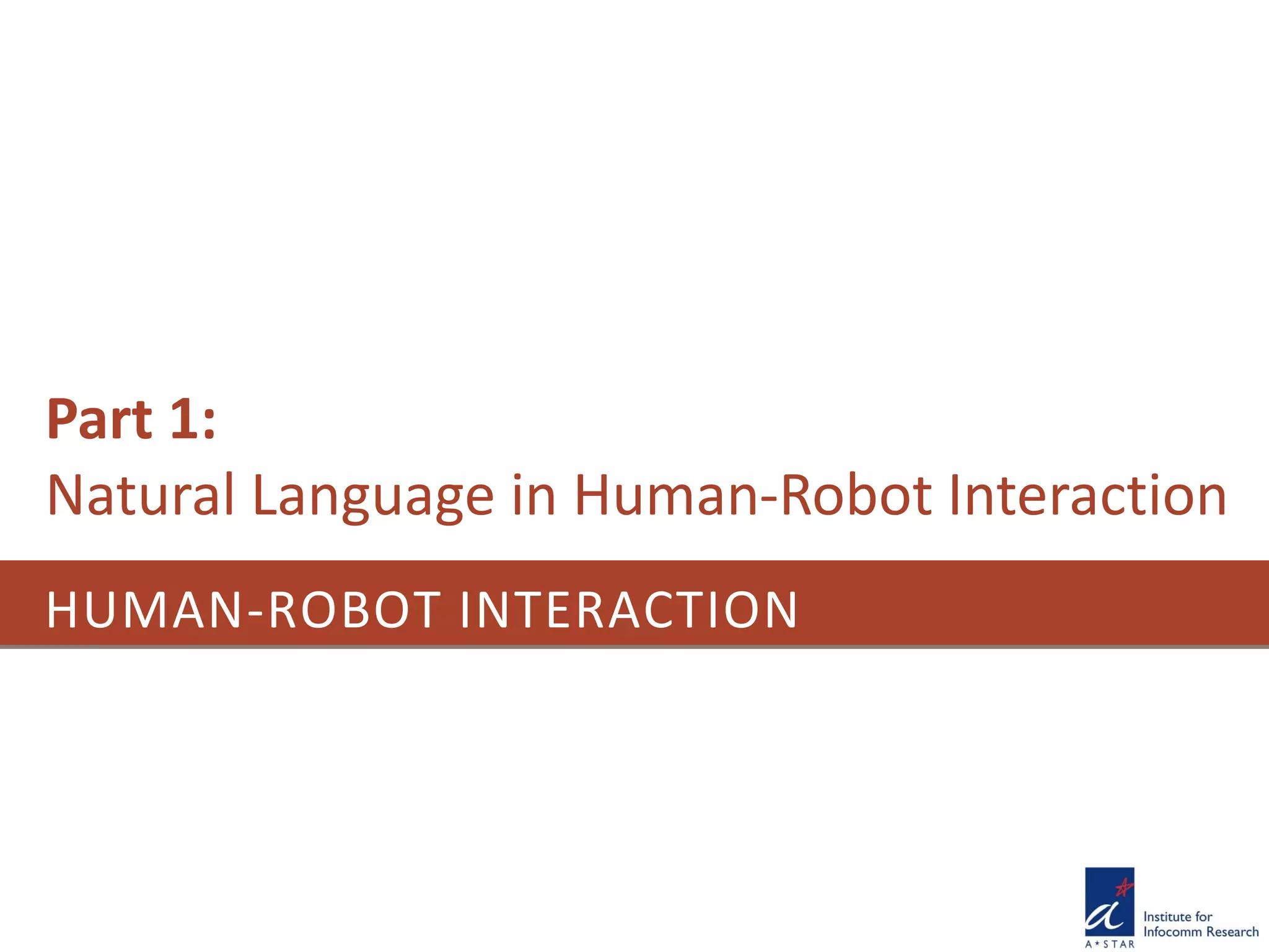 Natural Language in Human-Robot Interaction | PDF