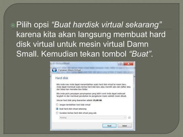 Tutorial instalasi damn small linux via virtual box | PPTX