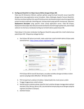Tutorial instalasi, konfigurasi glassfish serta integrasi dengan Eclipse IDE | DOCX