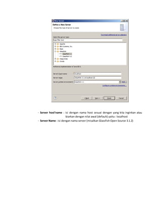 Tutorial instalasi, konfigurasi glassfish serta integrasi dengan Eclipse IDE | DOCX