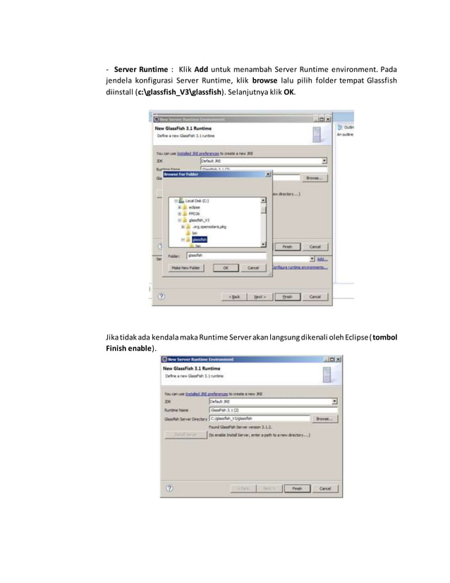 Tutorial instalasi, konfigurasi glassfish serta integrasi dengan Eclipse IDE | DOCX
