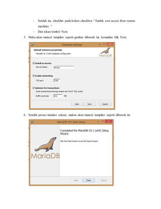 Tutorial instalasi mariadb | DOCX